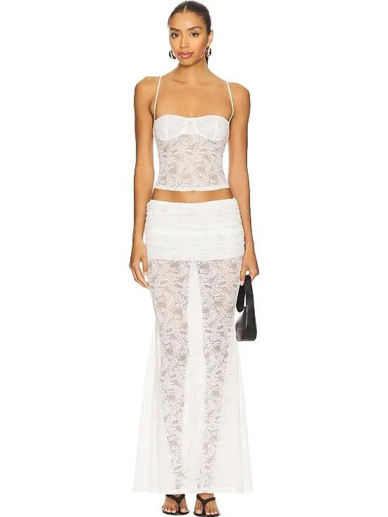 Superdown X Yhasmina Ferrara Mimi Maxi Skirt Set - White
