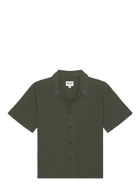 RHYTHM Grange Crop Shirt In Green - Forest