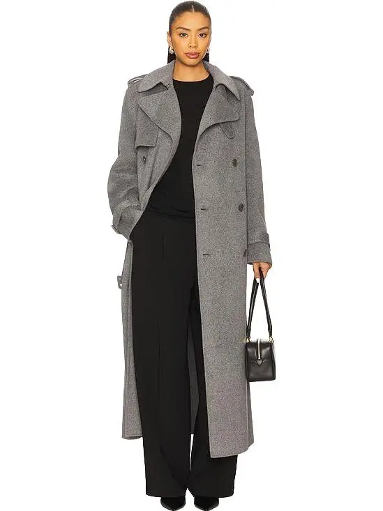 Simkhai Rumi Belted Long Coat - Heather Grey