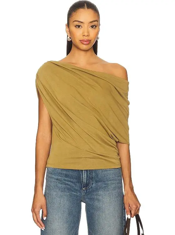 Free People Blake Knit Top - Green Moss
