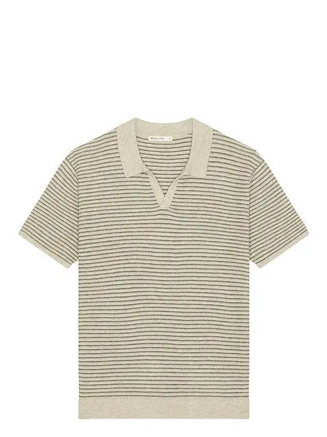 Marine Layer Liam Sweater Polo In Neutral - Natural & Charcoal