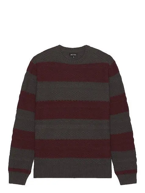 Brixton Midnight Crew Sweater - Black & Port Stripe