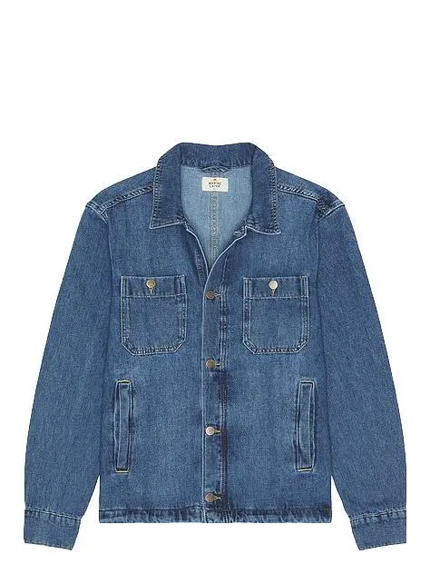 Marine Layer Patrick Denim Overshirt In Blue - Dark Wash