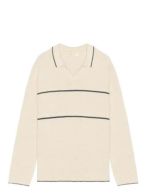 Marine Layer Liam Sweater Polo In Beige - Angora & Navy