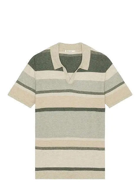 Marine Layer Liam Sweater Polo In Beige - Green Multi
