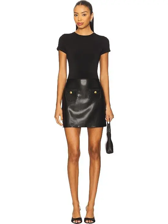 Alice + Olivia Sydney Faux Leather A-line Dress With Pocket - Black