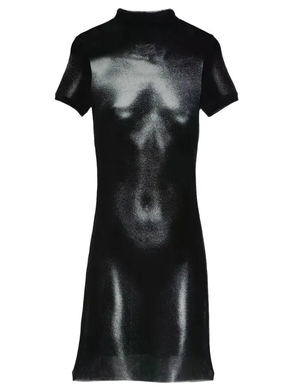 Jean Paul Gaultier Body-print Mesh Mini Dress - Black