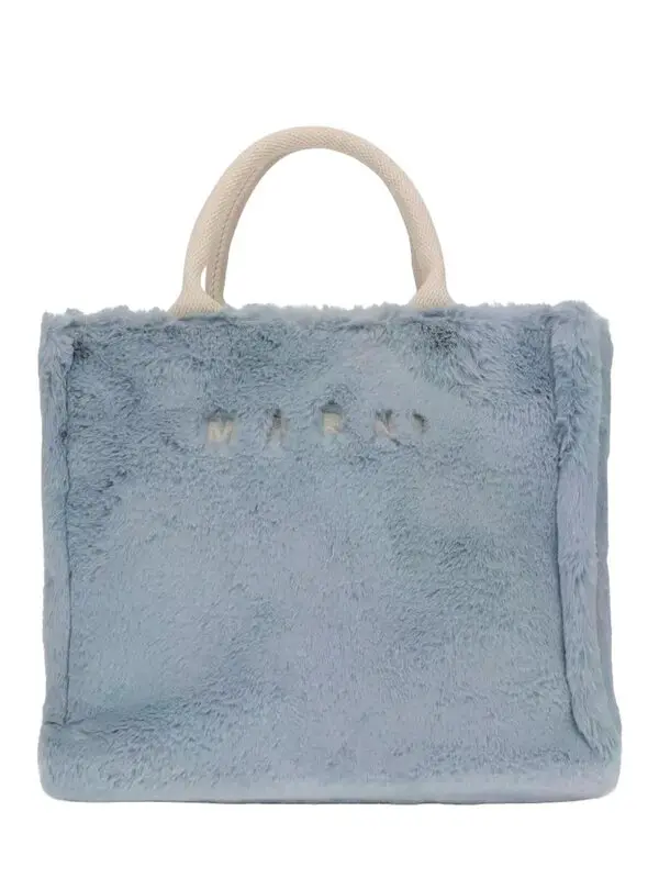 Marni Fur-trimmed Tote Bag - Blue