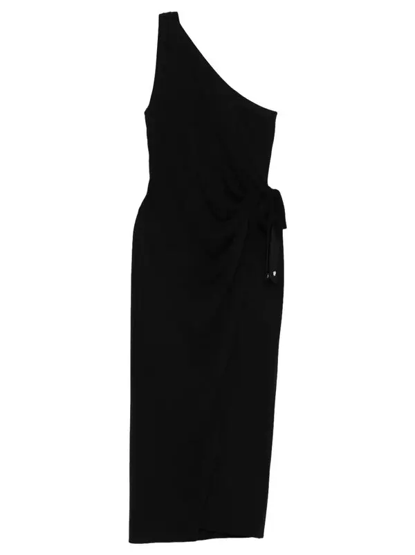 Amiri One-shoulder Wrap Midi Dress - Black
