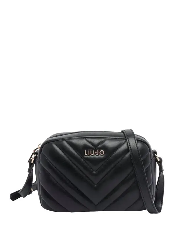 Liu Jo Quilted Shoulder Bag With Logo Plaque - Black