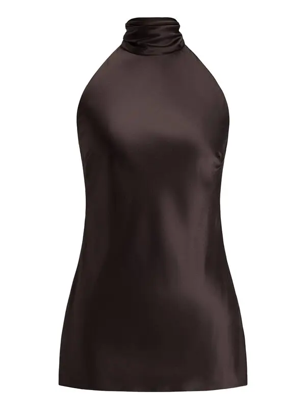 Ralph Lauren Stretch-silk Charmeuse Chilton Blouse - Brown