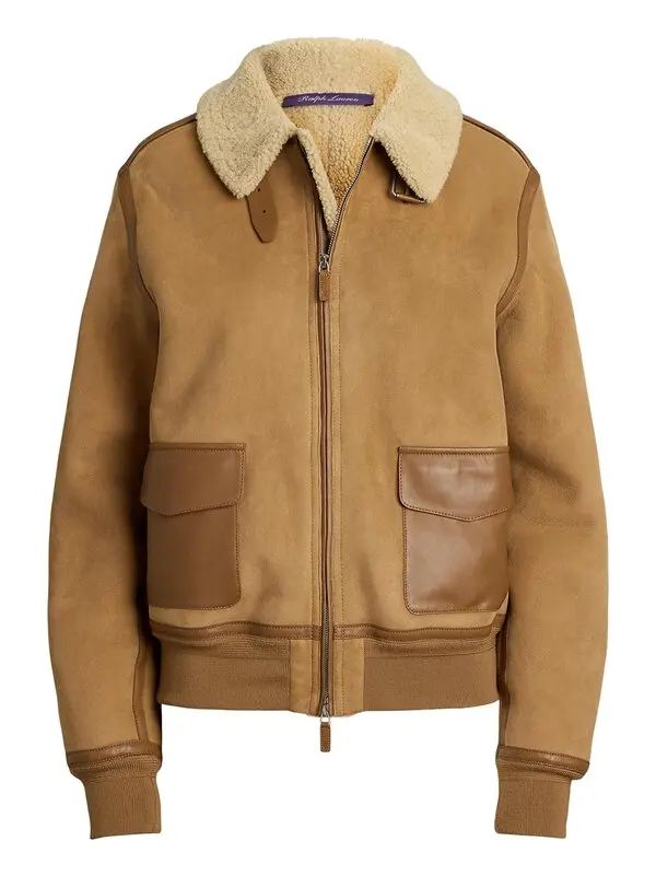 Ralph Lauren Shearling Bomber Jacket - Beige