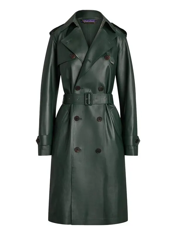Ralph Lauren Leather Trench Coat - Green