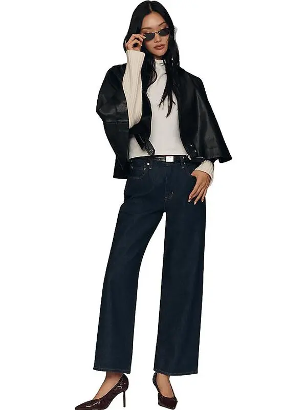 FRAME Le Slim Palazzo High-rise Crop Wide Leg Jeans - Dark Denim