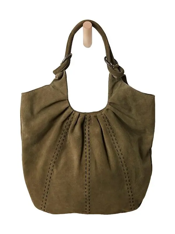 Free People Skadi Suede Scrunch Tote - Dark Olive
