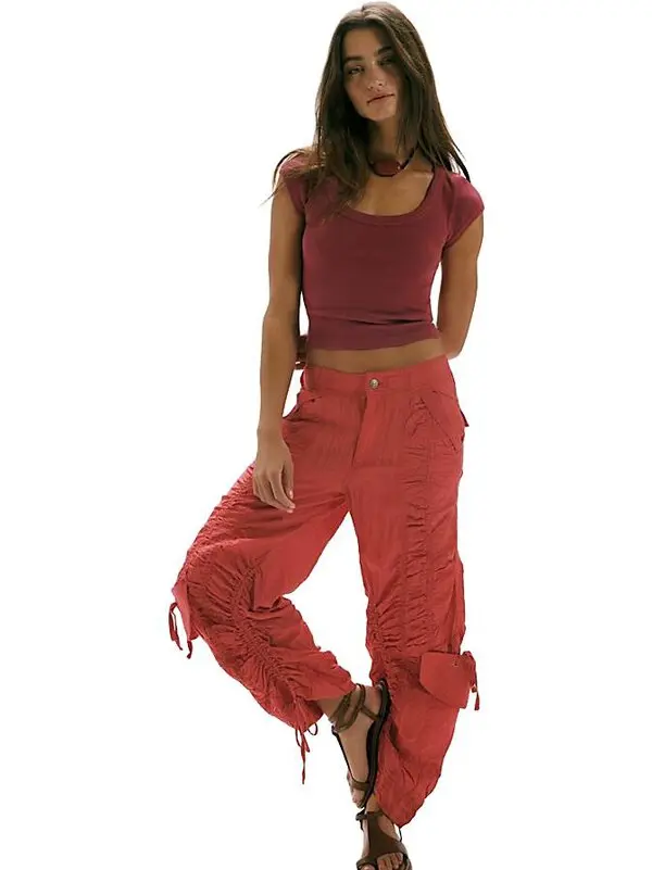 Free People Shirred Cargo Pants - Paprika