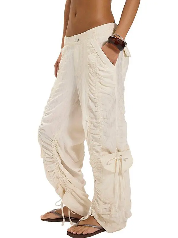 Free People We The Free Scorpio Shirred Cargo Pants - Whisper White
