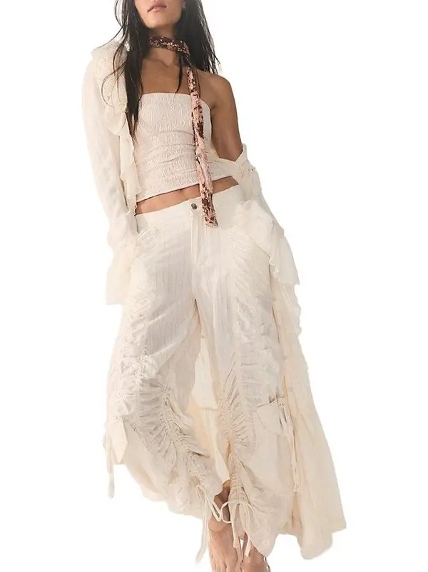 Free People We The Free Scorpio Shirred Cargo Pants - Whisper White