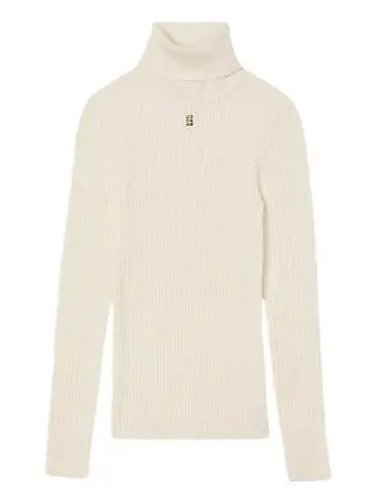 Sandro Long-sleeve Wool Blend Jumper - Snow
