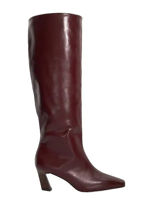 DUNE Selinni Leather Knee-high Boots - Burgundy Leather