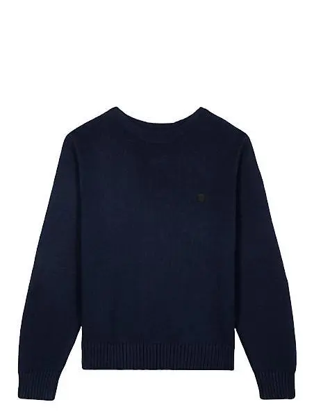 The Kooples Boat-neck Cotton-wool Blend Jumper - Navy