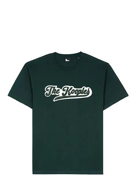 The Kooples Logo-patch Short-sleeve Cotton T-shirt - Bottle Green