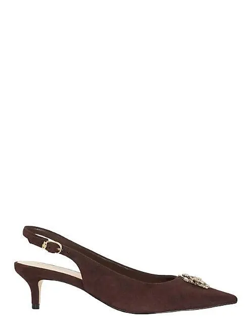 DUNE Suede Slingback Courts - Brown Suede