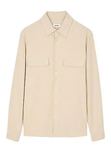 Sandro Flap-pocket Flannel Cotton Shirt - Beige