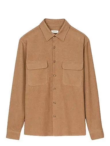 Sandro Flap-pocket Flannel Cotton Shirt - Camel