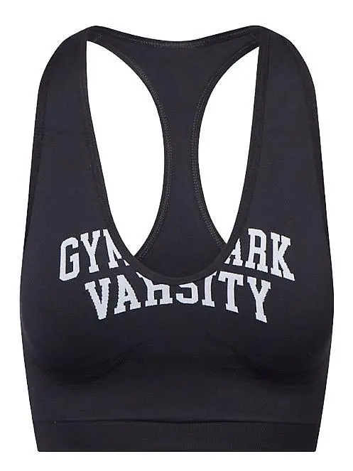 GYMSHARK Lift Varsity Seamless Cropped Tank Top - Black