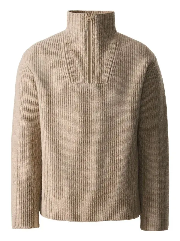 Mackage Fisherman Rib Quarter-zip Pullover - Light Camel