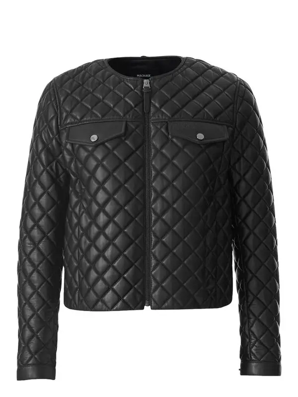 Mackage Lena Quilted Cropped Leather Jacket - Black