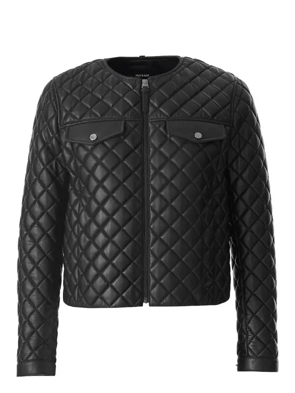 Mackage Lena Quilted Cropped Leather Jacket - Black