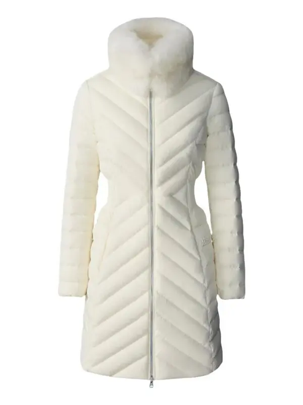 Mackage Lyris Quilted Down Coat With Shearling Collar - Cream