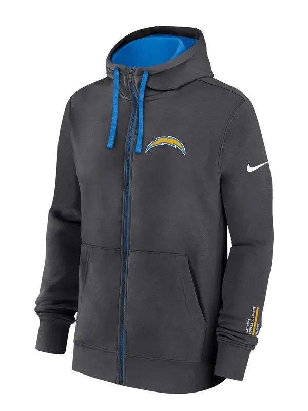 Nike Los Angeles Chargers Playbook Page Club Nfl Full-zip Hoodie - Grey