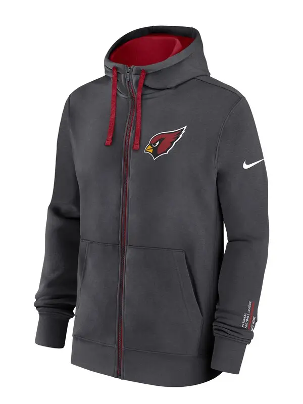 Nike Arizona Cardinals Playbook Page Club Nfl Full-zip Hoodie - Grey