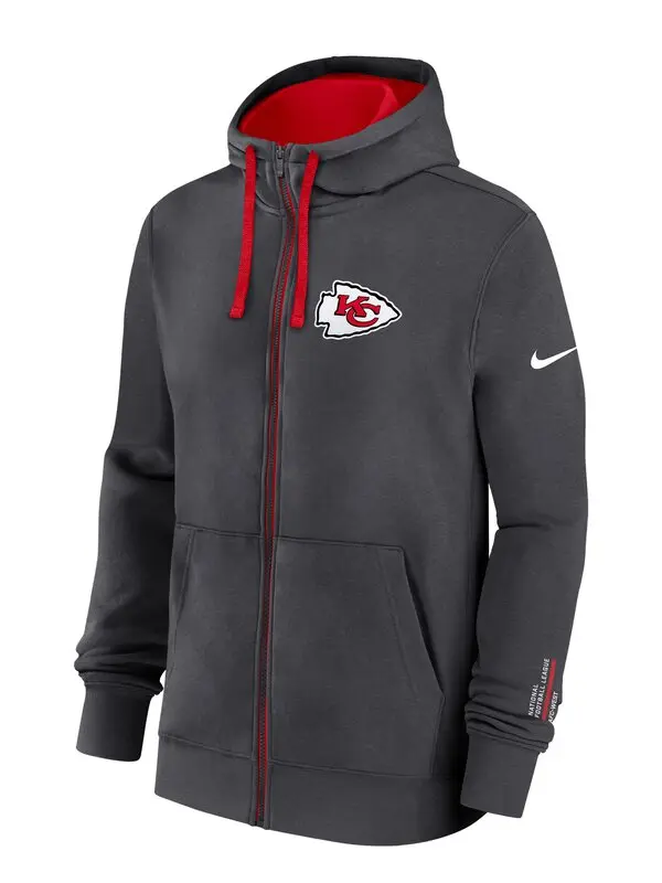 Nike Kansas City Chiefs Playbook Page Club Nfl Full-zip Hoodie - Grey