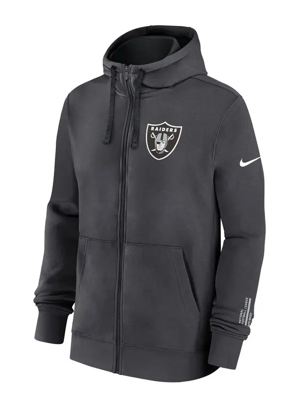 Nike Las Vegas Raiders Playbook Page Club Nfl Full-zip Hoodie - Grey