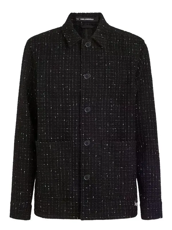 Karl Lagerfeld Notched Tweed Shirt - Black