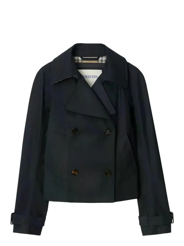 Burberry Double-breasted Cropped Jacket - Blue
