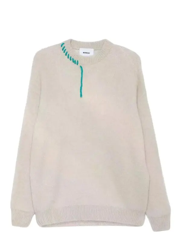 BONSAI Embroidered Yarn-detail Sweater - Neutrals