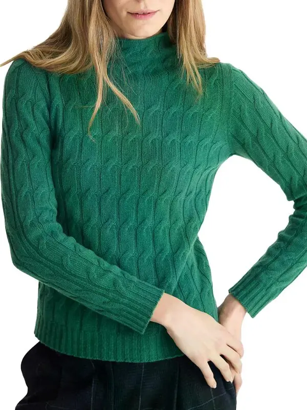 BIANCALANCIA Cable-knit Mock-neck Sweater - Green