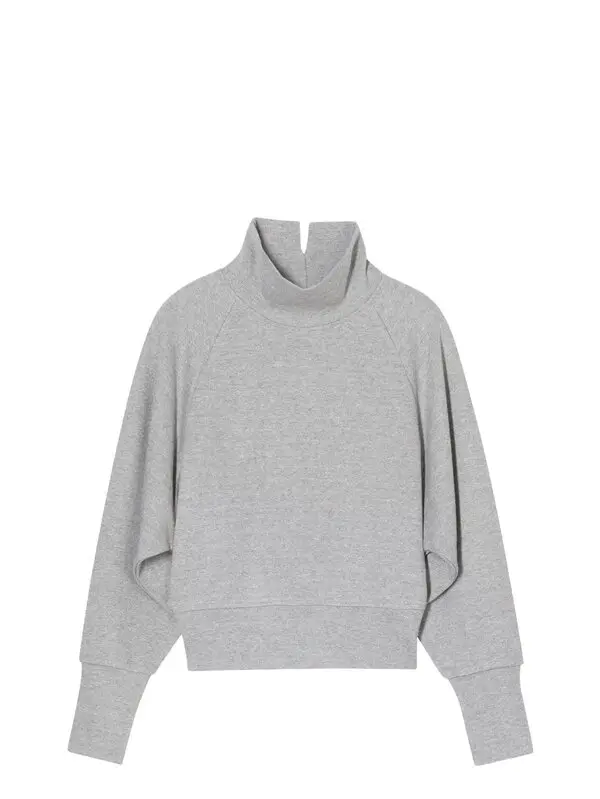 Closed High-neck Cotton Sweatshirt - Grey