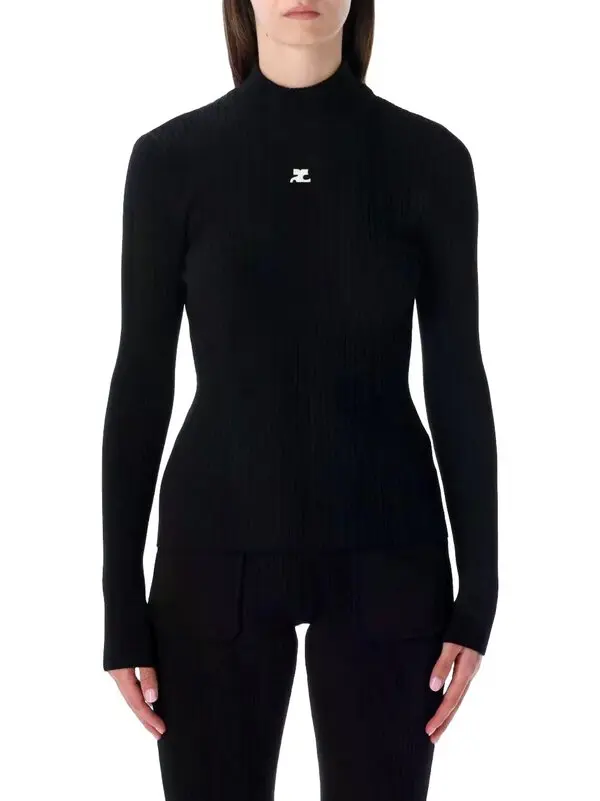 COURREGES Reedition Ribbed High-neck Sweater - Black