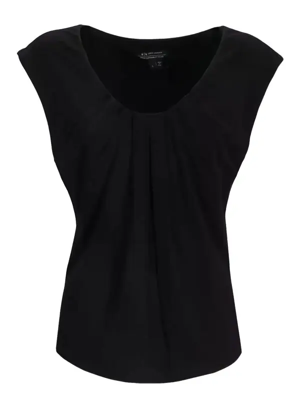 Armani Exchange Pleated Cap-sleeve Top - Black