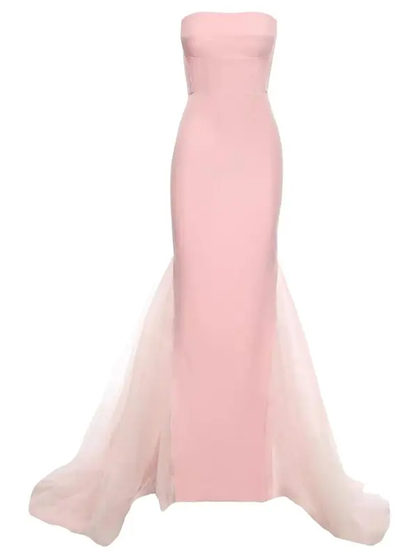V:PM ATELIER Strapless Tulle-paneled Gown - Pink