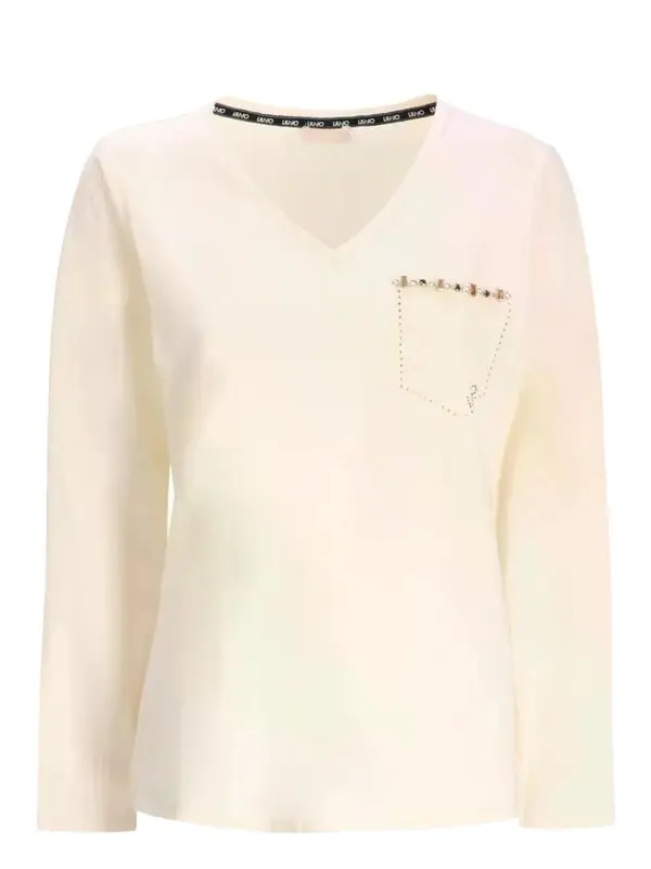 Liu Jo Embellished V-neck T-shirt - Neutrals