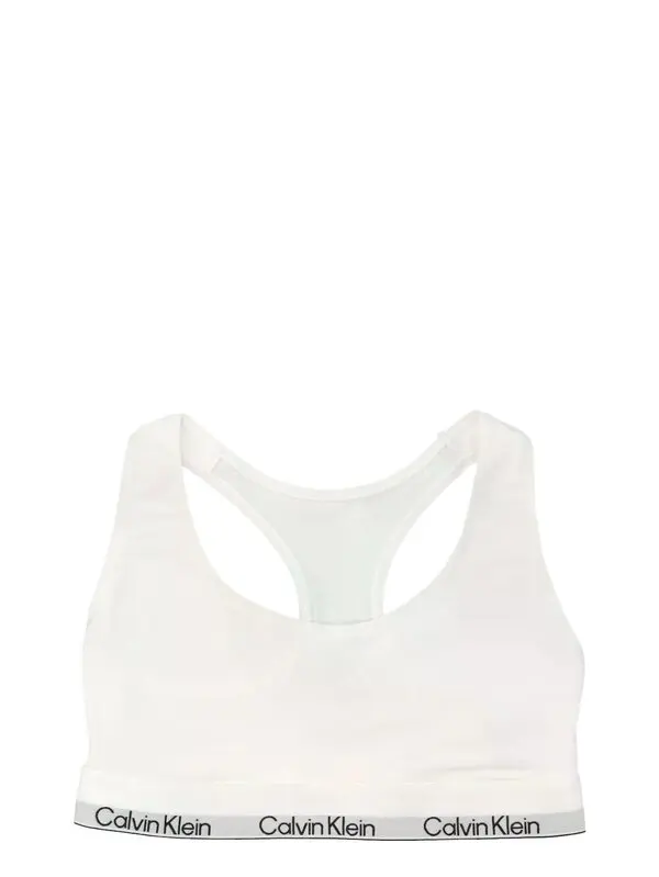 Calvin Klein Racerback Logo Bralette - White