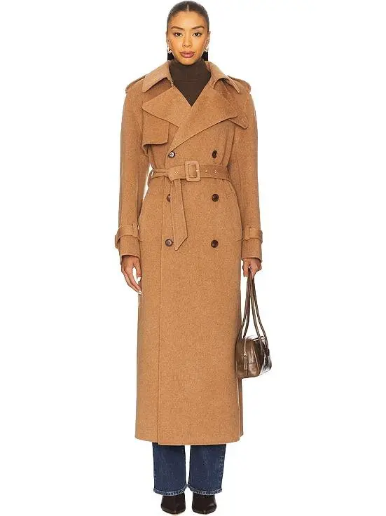 Simkhai Rumi Belted Long Coat - Tan