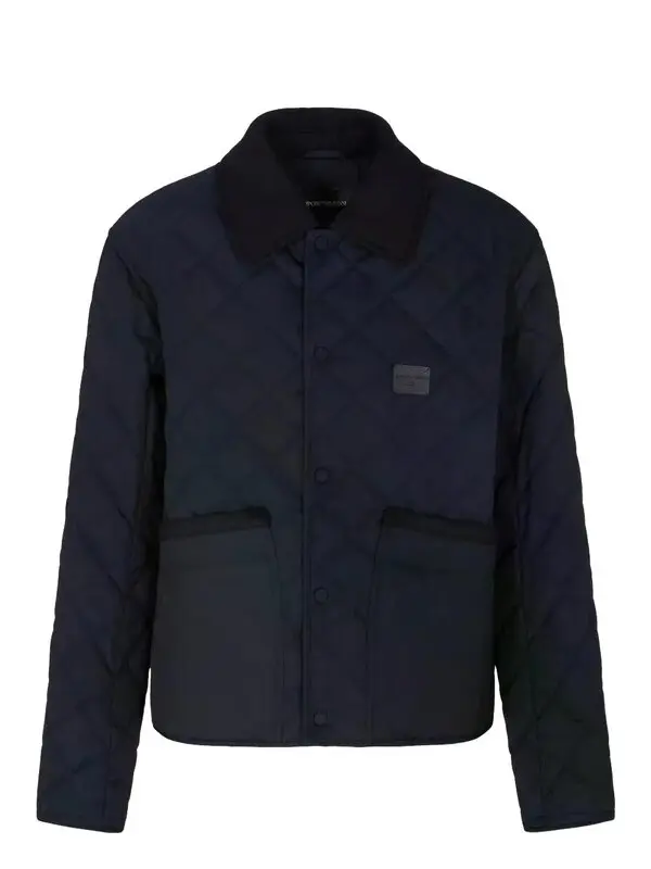 Emporio Armani Quilted Panelled Padded Jacket - Blue